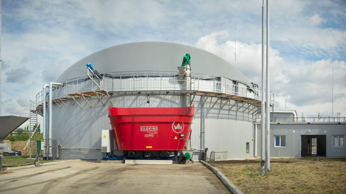 Biogas plant at the village of Okny produces biogas out of maize